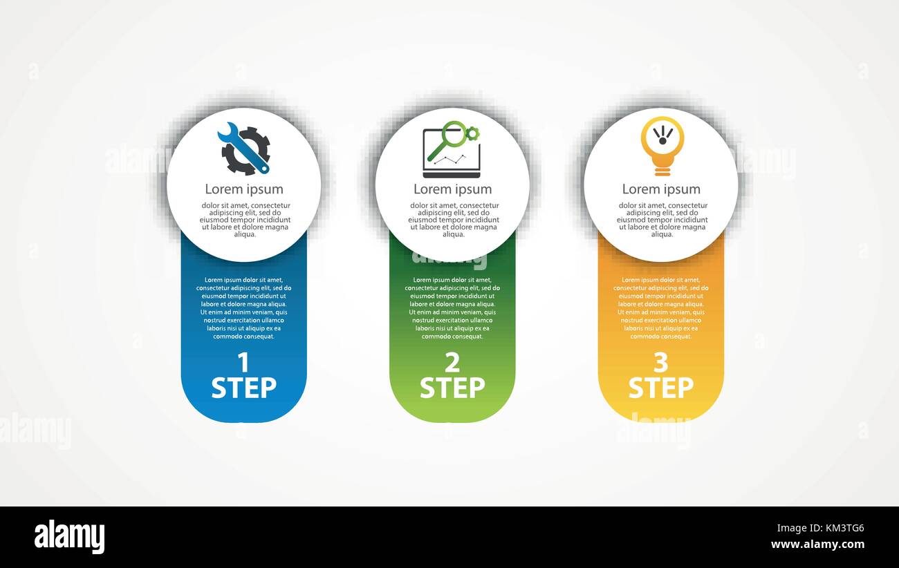 Vector illustration. An infographic template with 3 steps and an image ...