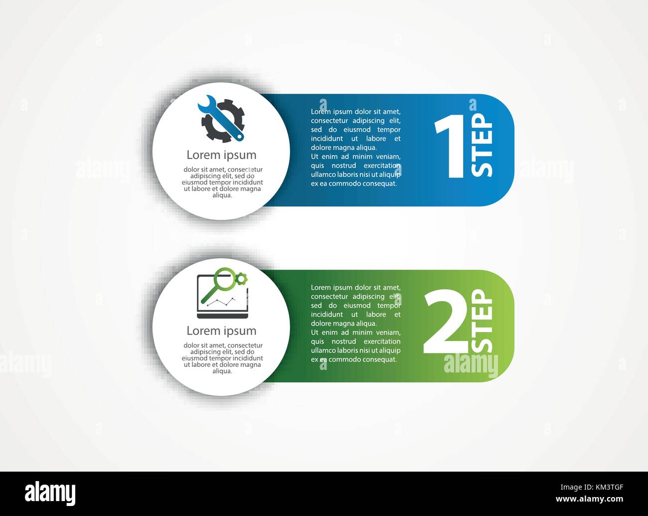 Vector illustration. An infographic template with 2 steps and an image ...