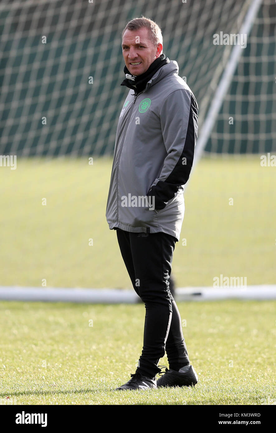Celtic manager Brendan Rodgers during the training session at ...