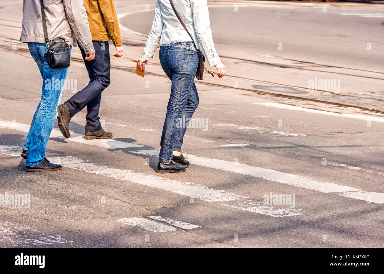 feet of the people going on the street on sunny spring day Stock Photo ...