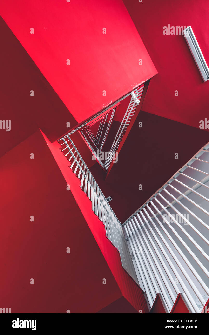 An iconic red staircase in Republic Poly Stock Photo - Alamy