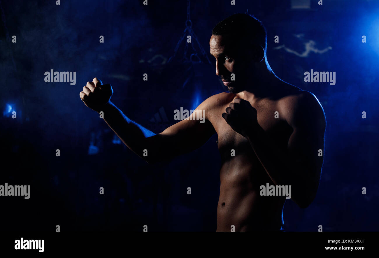 James de Gale poses for a photograph after his the media workout at ...