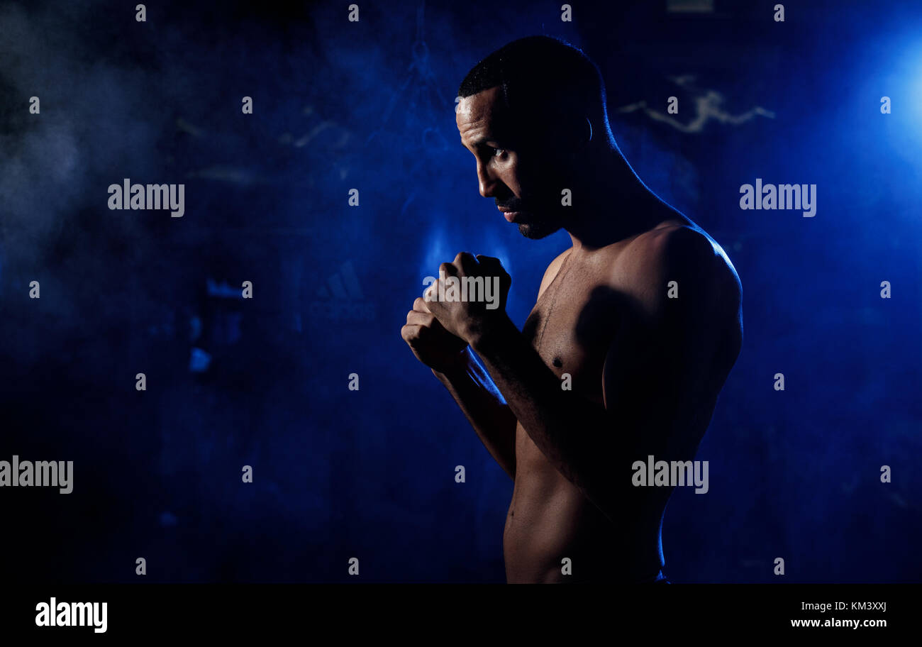 James de Gale poses for a photograph after his the media workout at ...