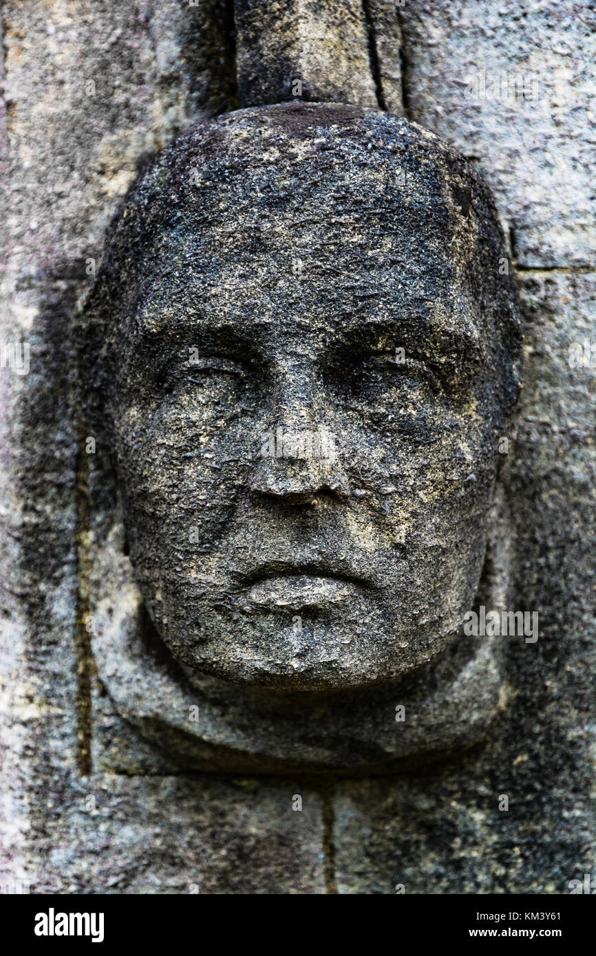 Arundel, UK: Gargoyle man stone head on the walls of the Arundel ...