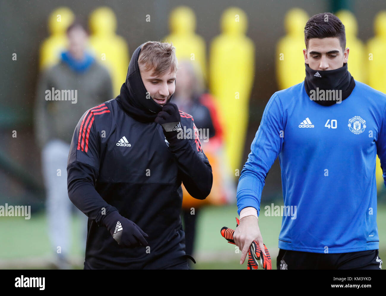 Manchester United's Luke Shaw (left) and goalkeeper Joel Castro Pereira ...