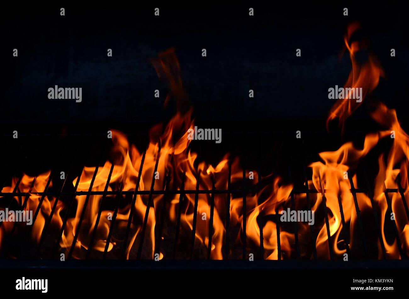Black background with flames (red-hot grill Stock Photo - Alamy
