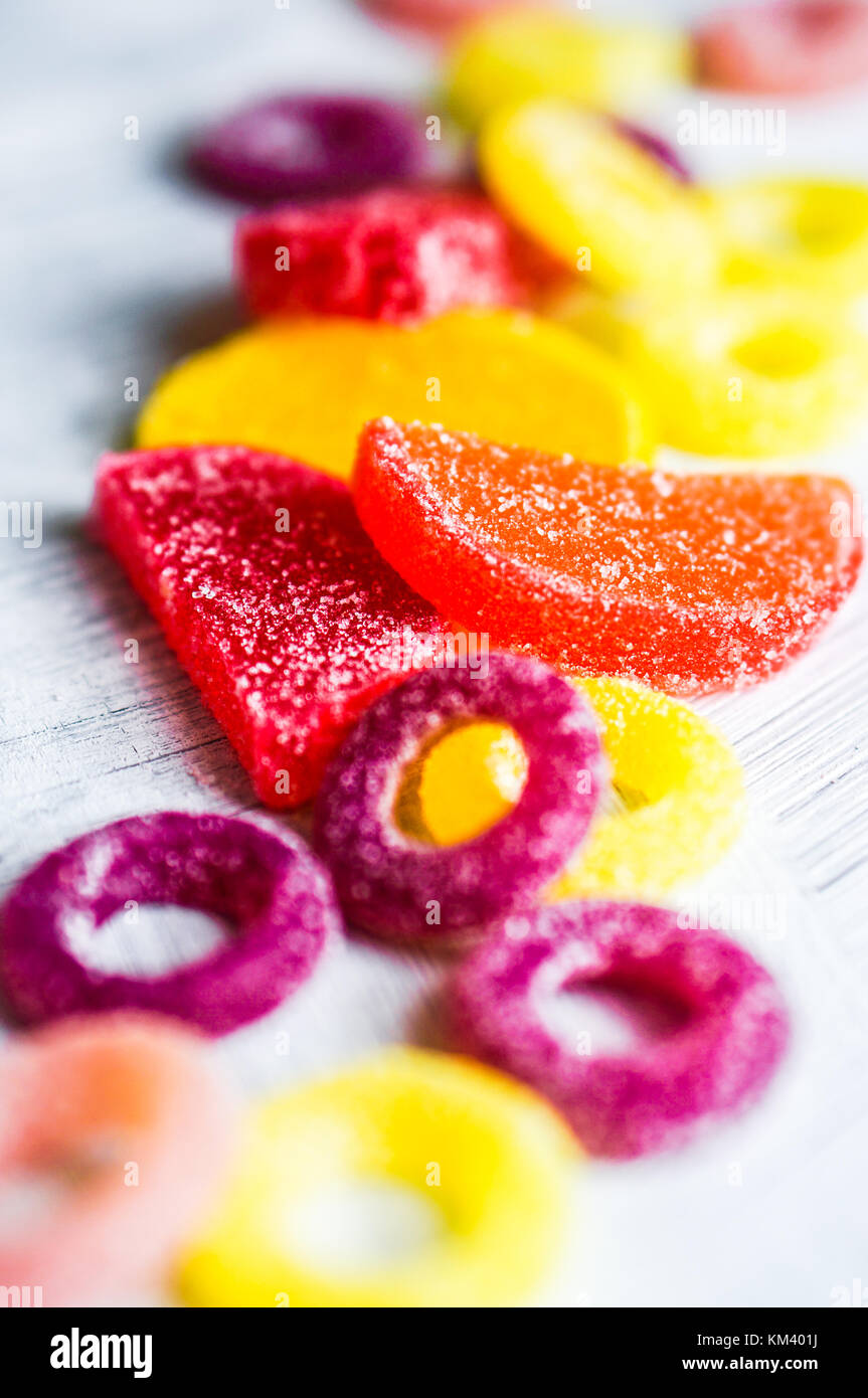 Assorted candies on wooden hi-res stock photography and images - Alamy