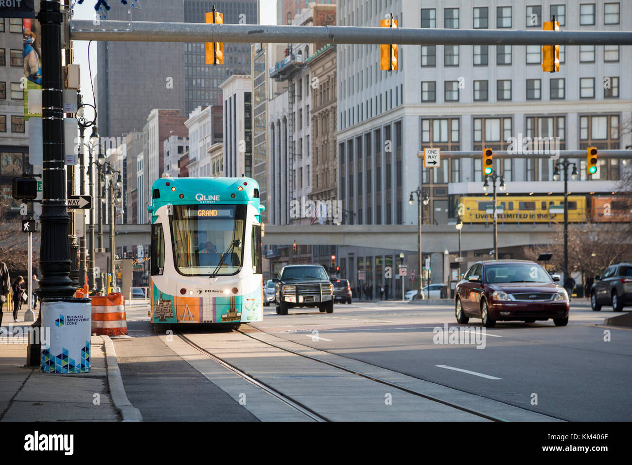 Detroit, Michigan - Detroit's QLine streetcar Stock Photo - Alamy