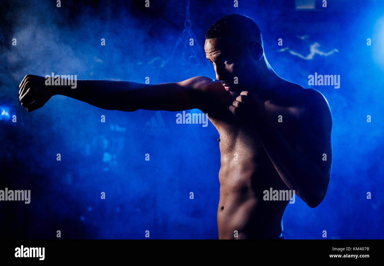 James DeGale poses for a photograph after his the media workout at ...