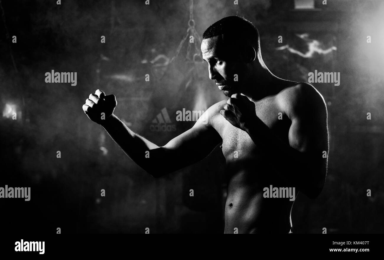 James DeGale poses for a photograph after his the media workout at ...