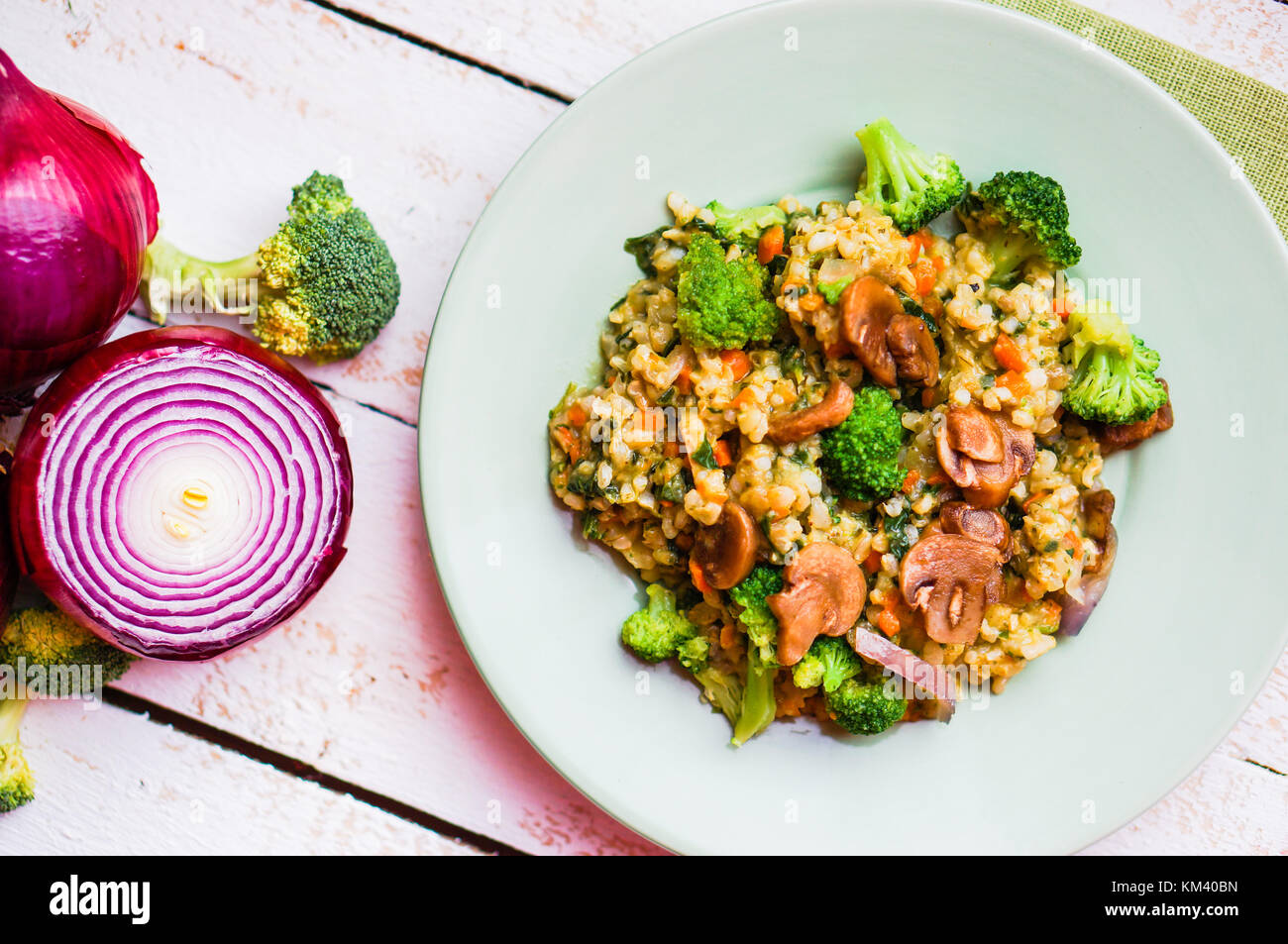Brown Rice With Vegetables Stock Photo - Alamy