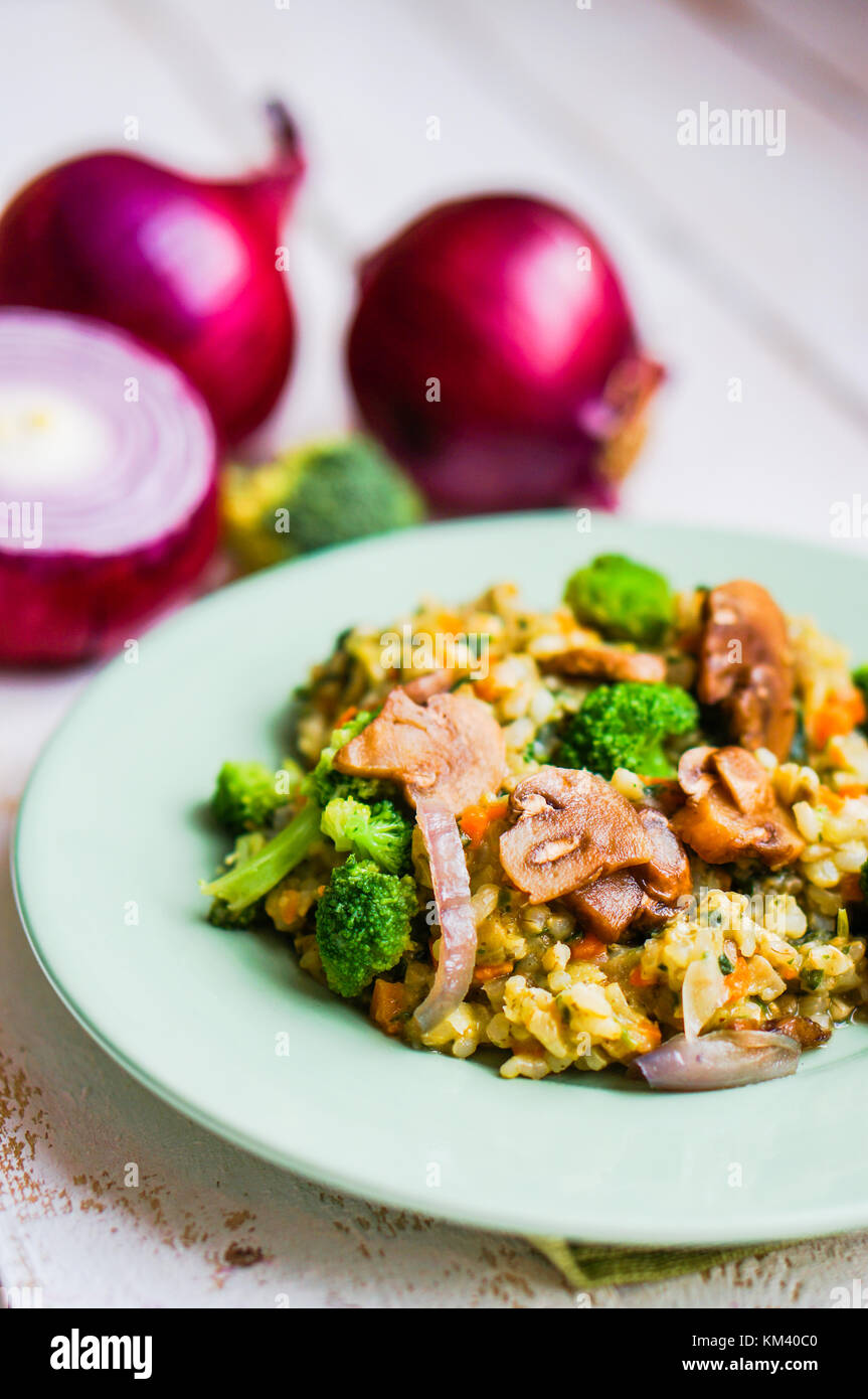 Brown Rice With Vegetables Stock Photo - Alamy