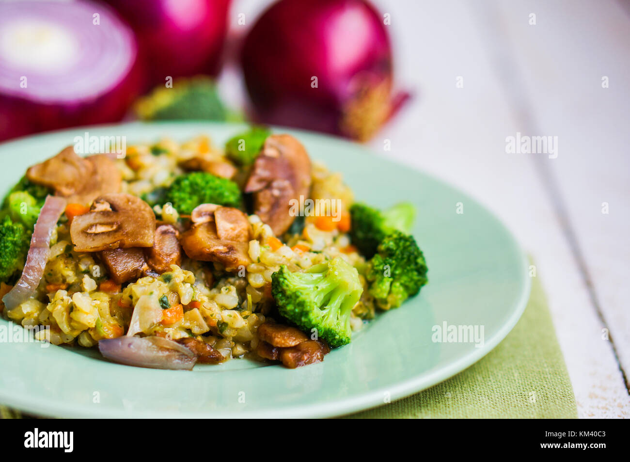Brown Rice With Vegetables Stock Photo - Alamy