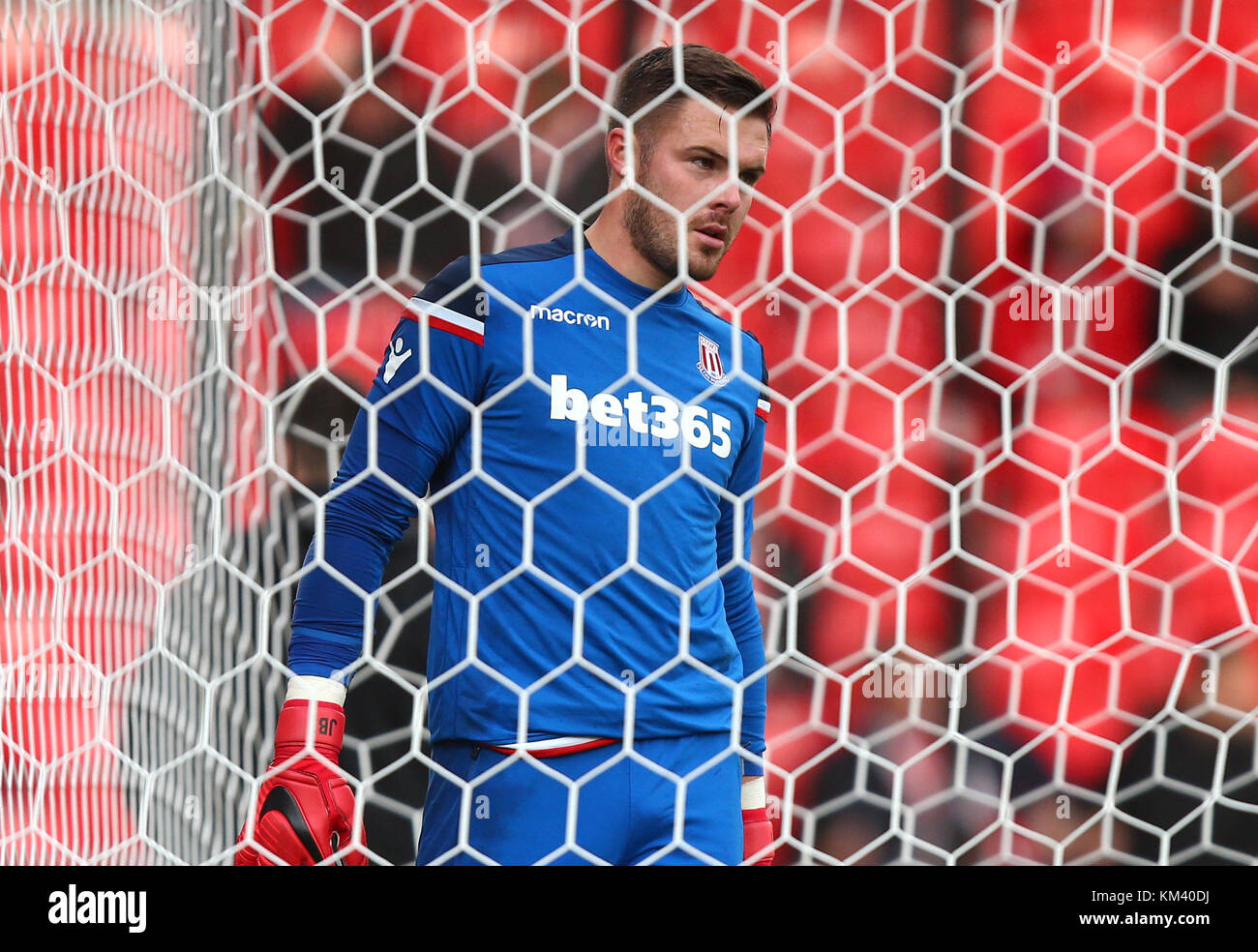 Stoke City goalkeeper Jack Butland during the Premier League match at ...