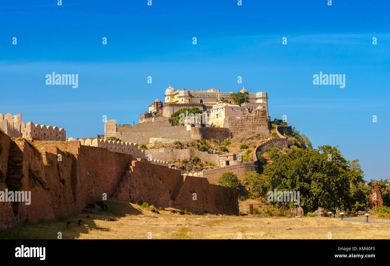 Kumbhalgarh fort, Rajasthan, India. Kumbhalgarh is a Mewar fortress in ...