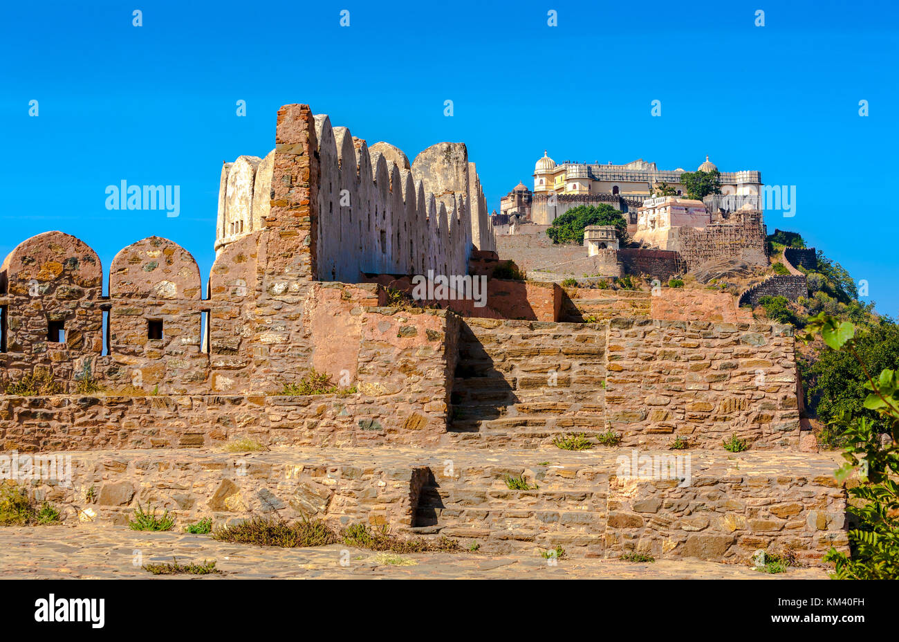 Kumbhalgarh fort, Rajasthan, India. Kumbhalgarh is a Mewar fortress in ...