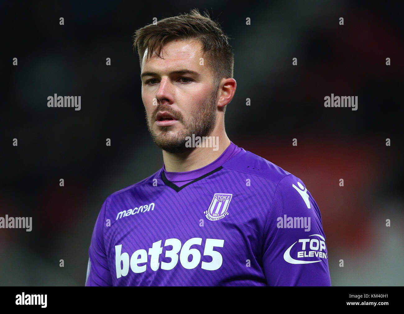 Stoke City goalkeeper Jack Butland during the Premier League match at ...