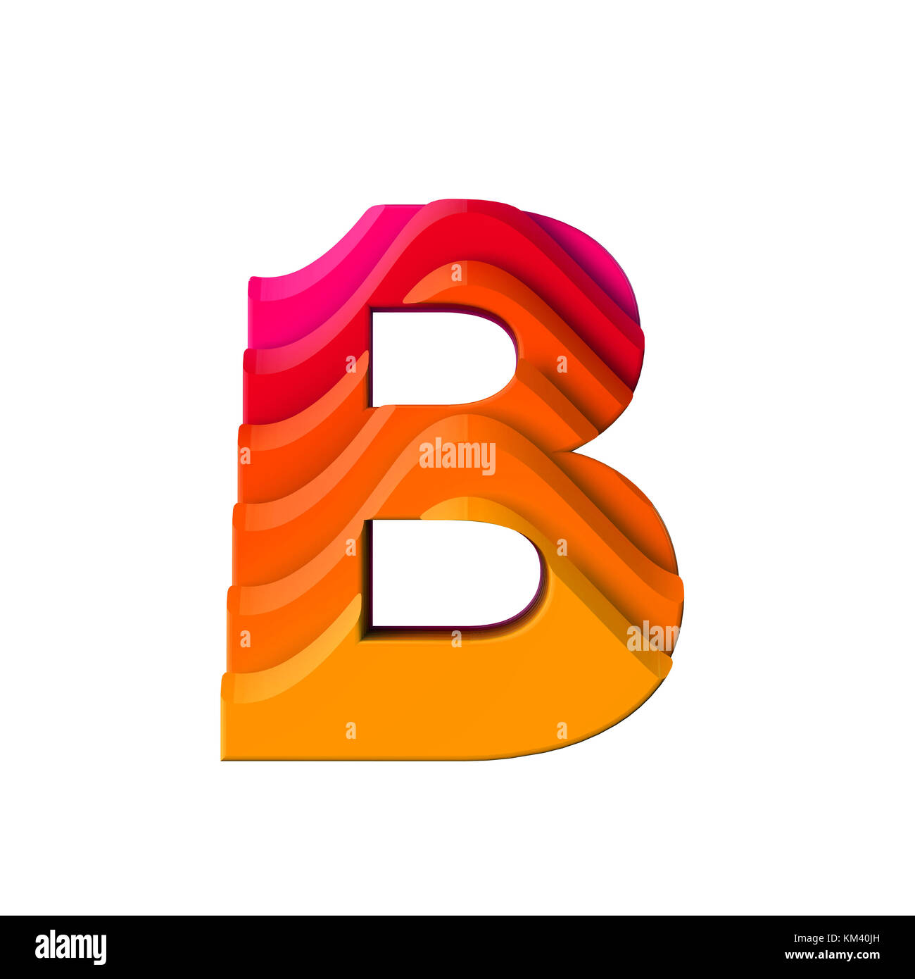 Letter B. Layered wave effect character type. 3D Rendering Stock Photo ...