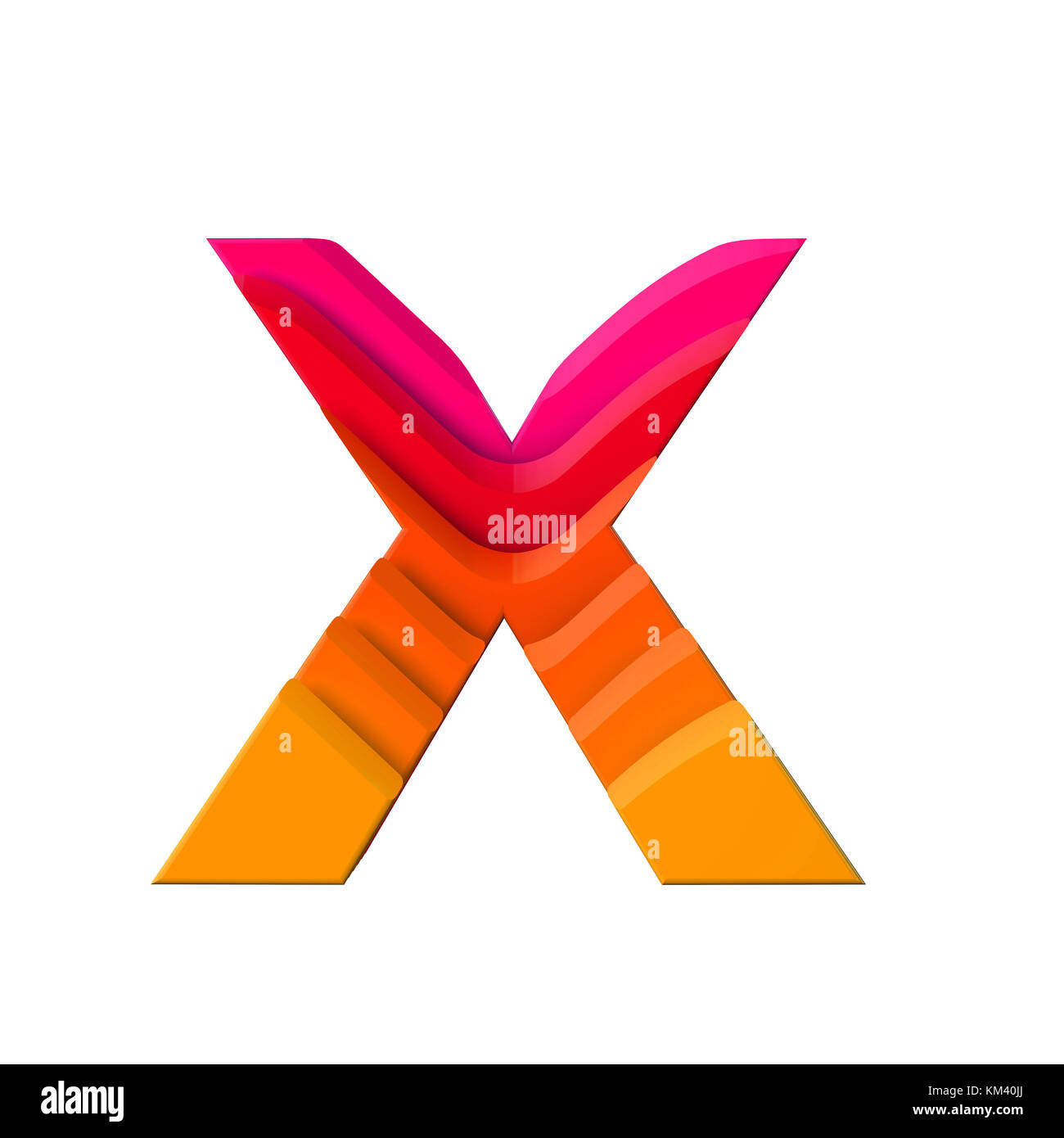 Letter X. Layered wave effect character type. 3D Rendering Stock Photo ...