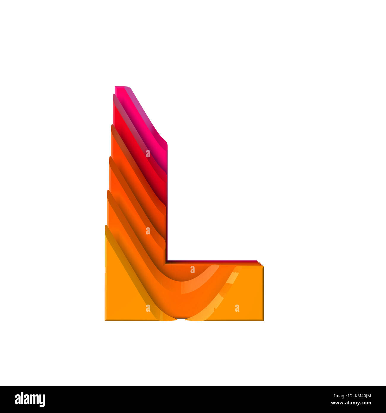 Letter L. Layered wave effect character type. 3D Rendering Stock Photo ...