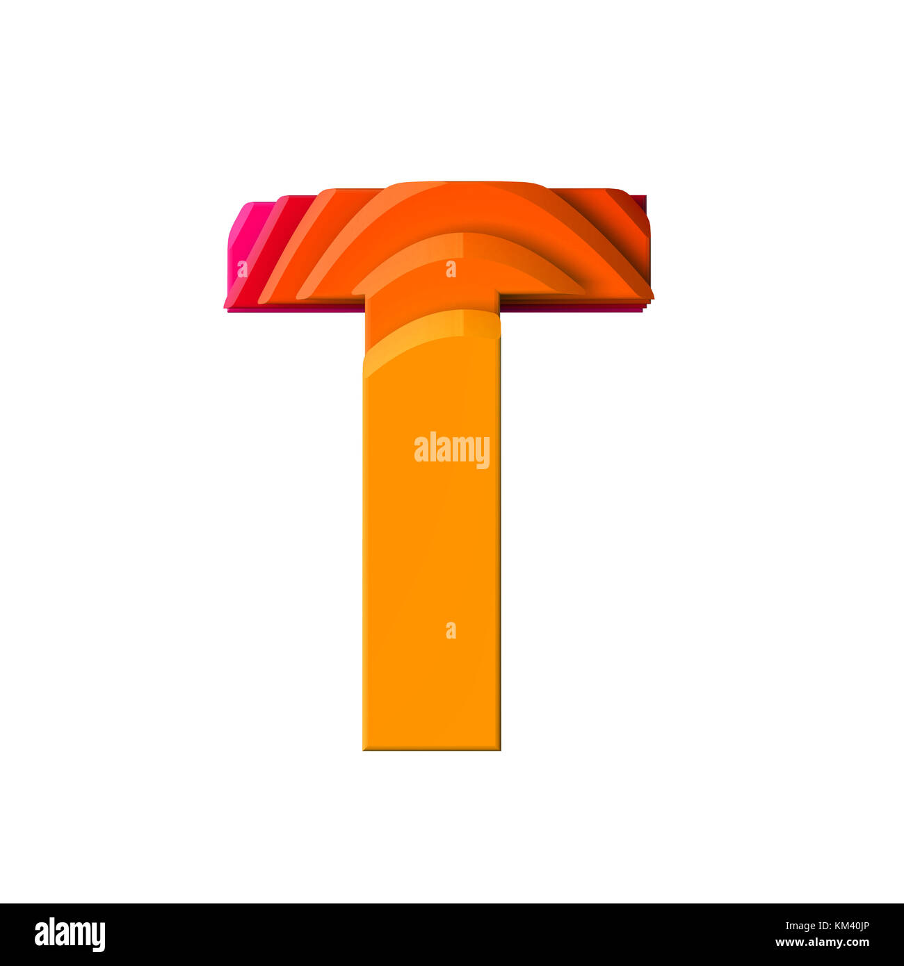 Letter T. Layered wave effect character type. 3D Rendering Stock Photo ...