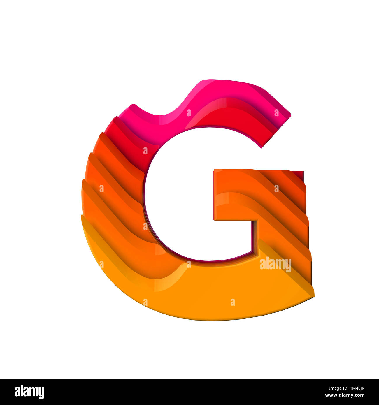 Letter G. Layered wave effect character type. 3D Rendering Stock Photo ...