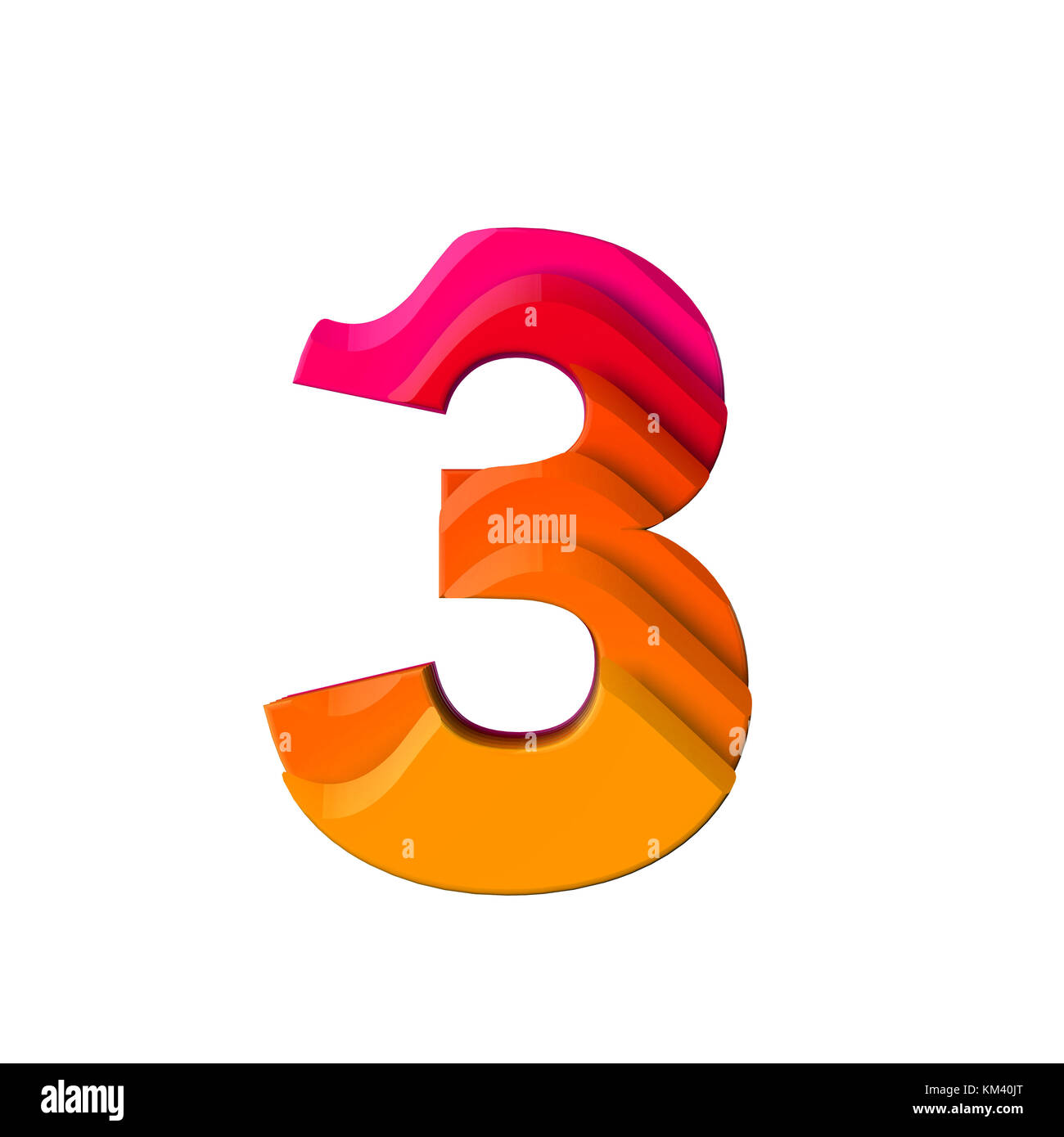 Number 3. Layered wave effect character type. 3D Rendering Stock Photo ...
