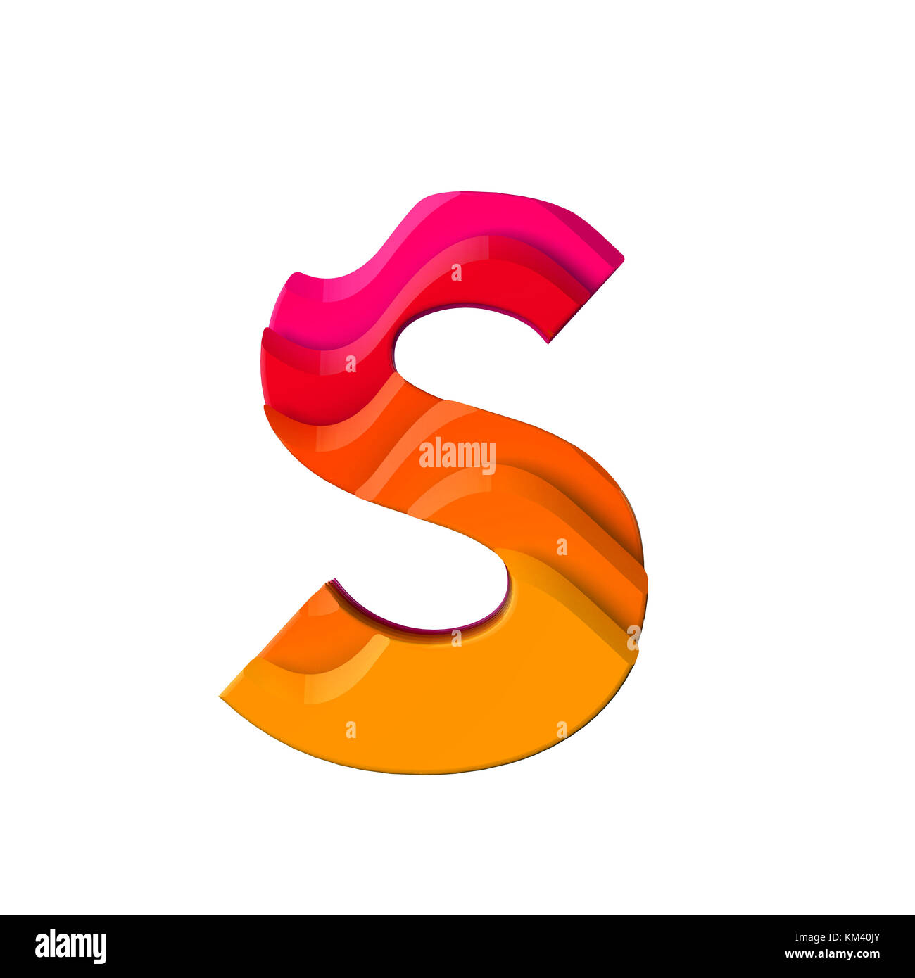 Letter S. Layered wave effect character type. 3D Rendering Stock Photo ...
