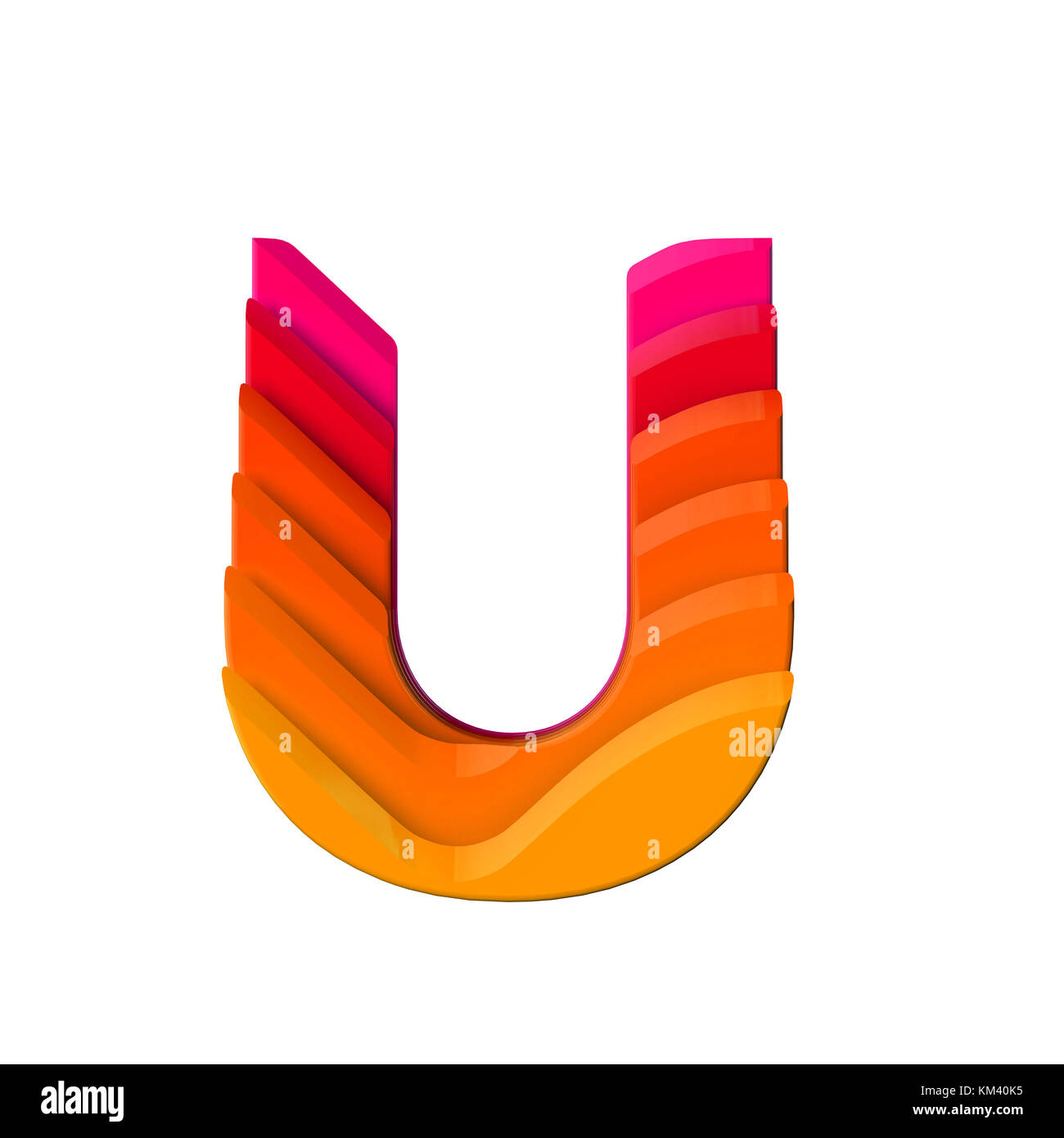 Letter U. Layered wave effect character type. 3D Rendering Stock Photo ...