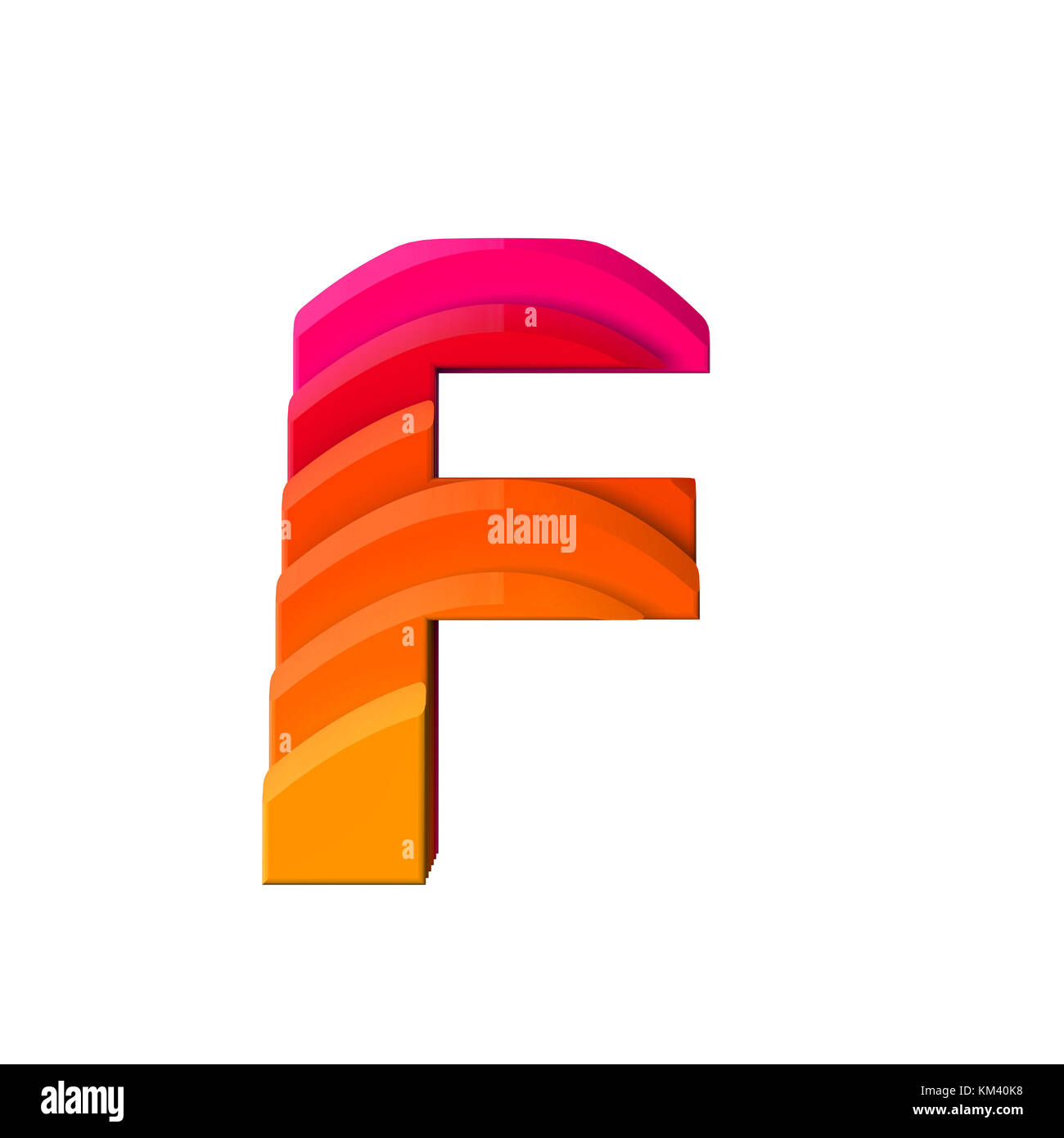 Letter F. Layered wave effect character type. 3D Rendering Stock Photo ...
