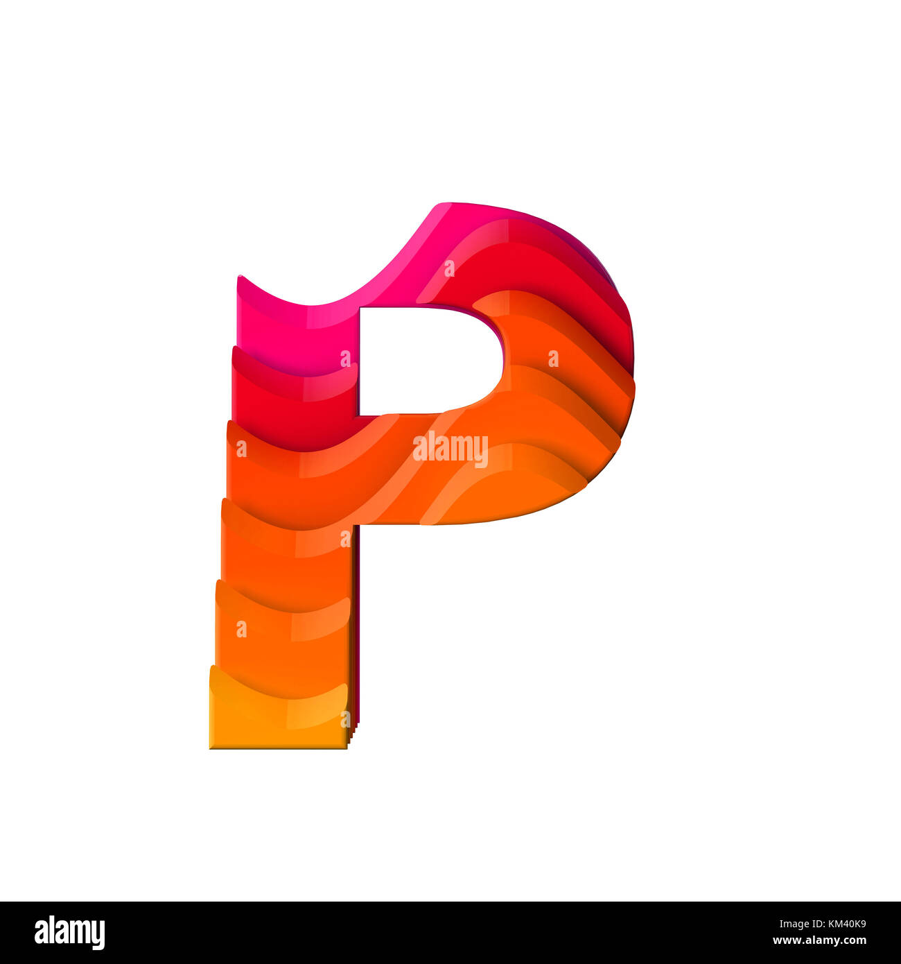 Letter P. Layered wave effect character type. 3D Rendering Stock Photo ...