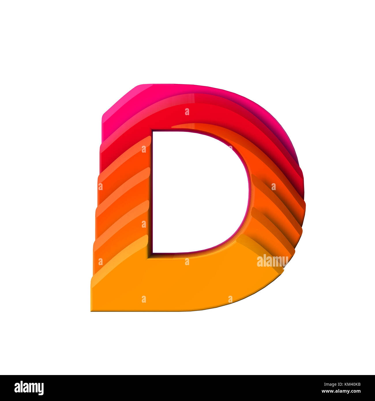 Letter D. Layered wave effect character type. 3D Rendering Stock Photo ...
