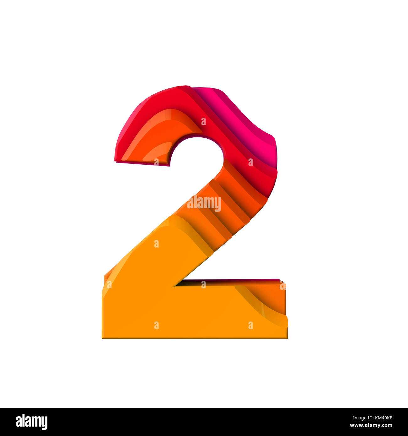 Number 2. Layered wave effect character type. 3D Rendering Stock Photo ...