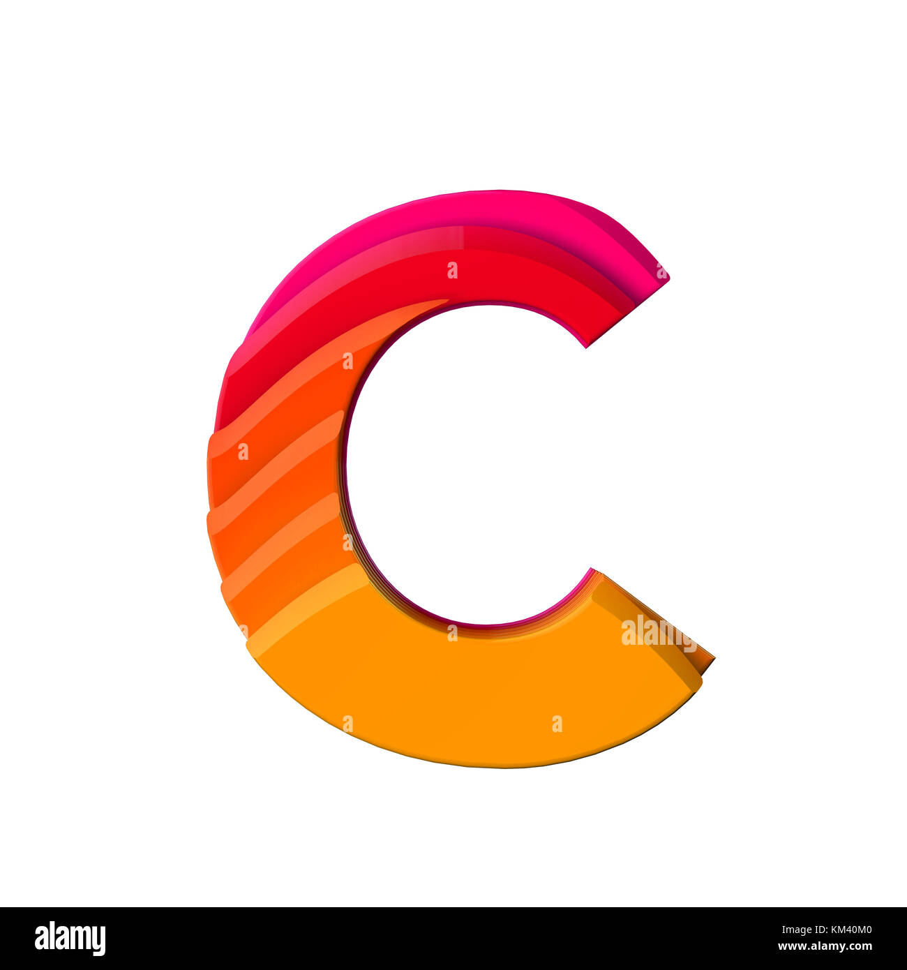 Letter C. Layered wave effect character type. 3D Rendering Stock Photo ...