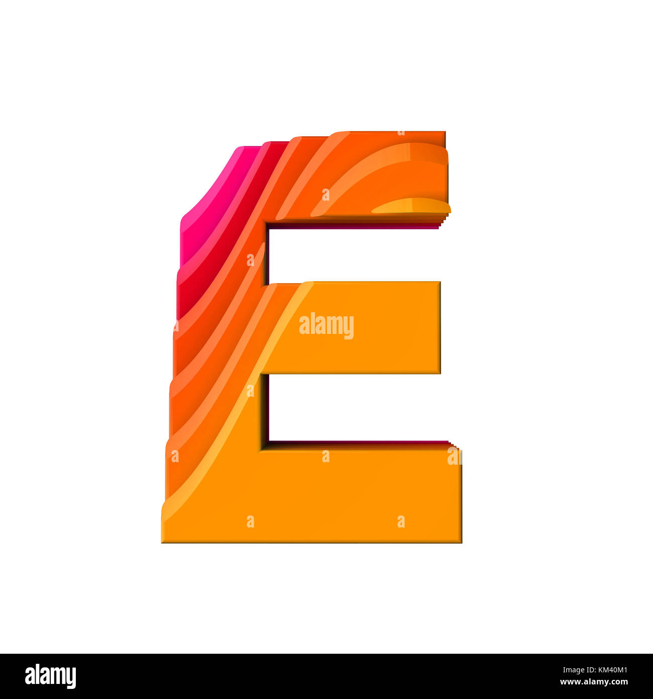 Letter E. Layered wave effect character type. 3D Rendering Stock Photo ...