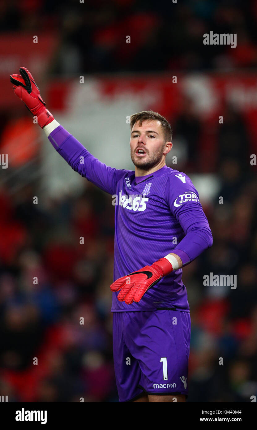 Stoke City goalkeeper Jack Butland during the Premier League match at ...