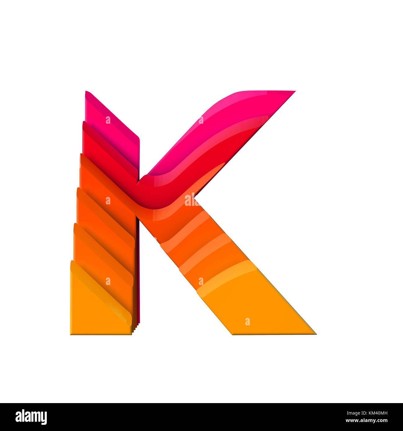 Letter K. Layered wave effect character type. 3D Rendering Stock Photo ...