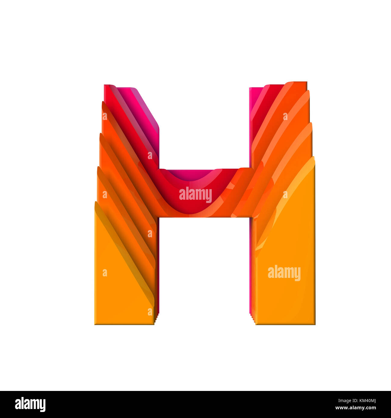 Letter H. Layered wave effect character type. 3D Rendering Stock Photo ...