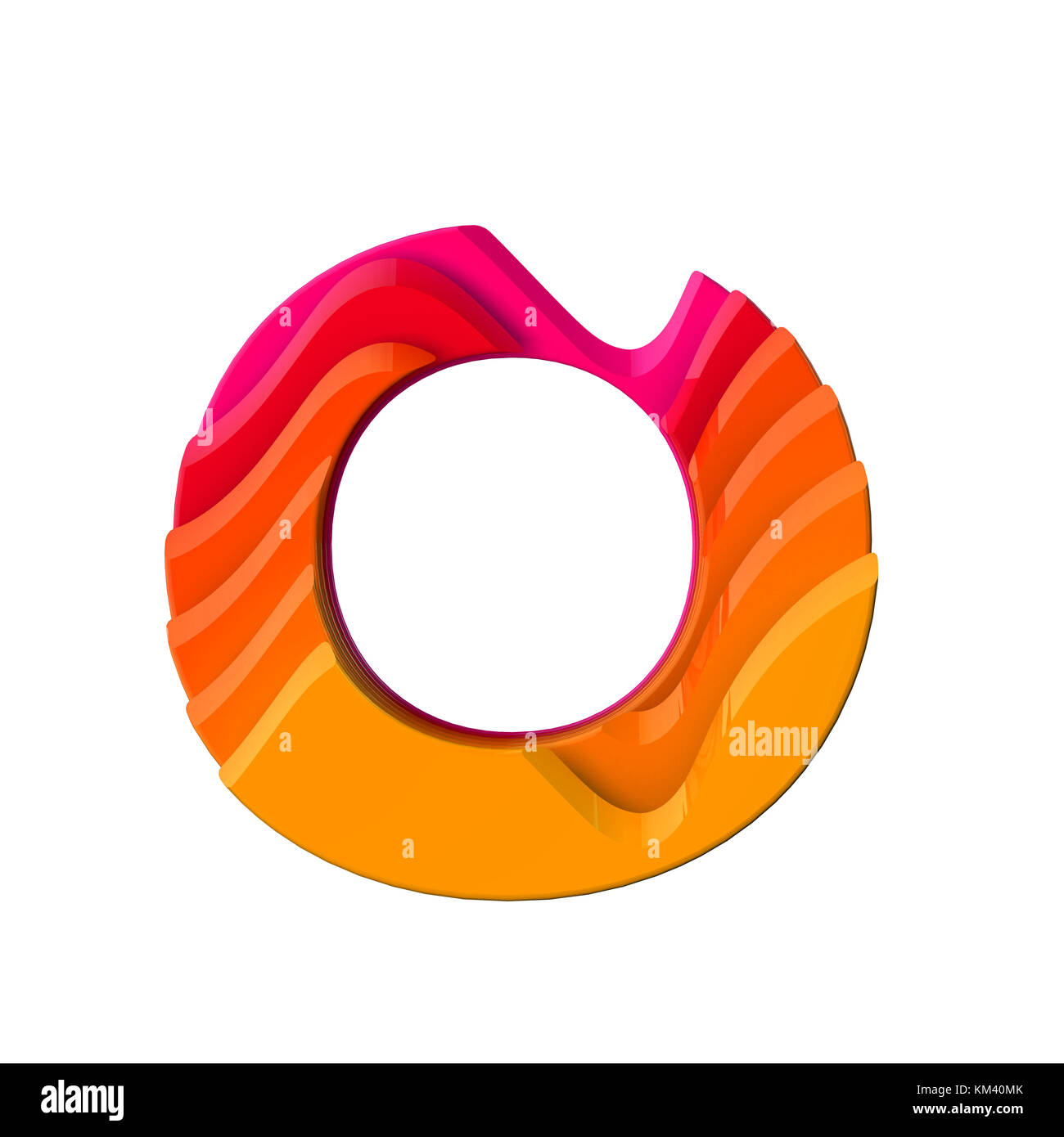 Letter O. Layered wave effect character type. 3D Rendering Stock Photo ...