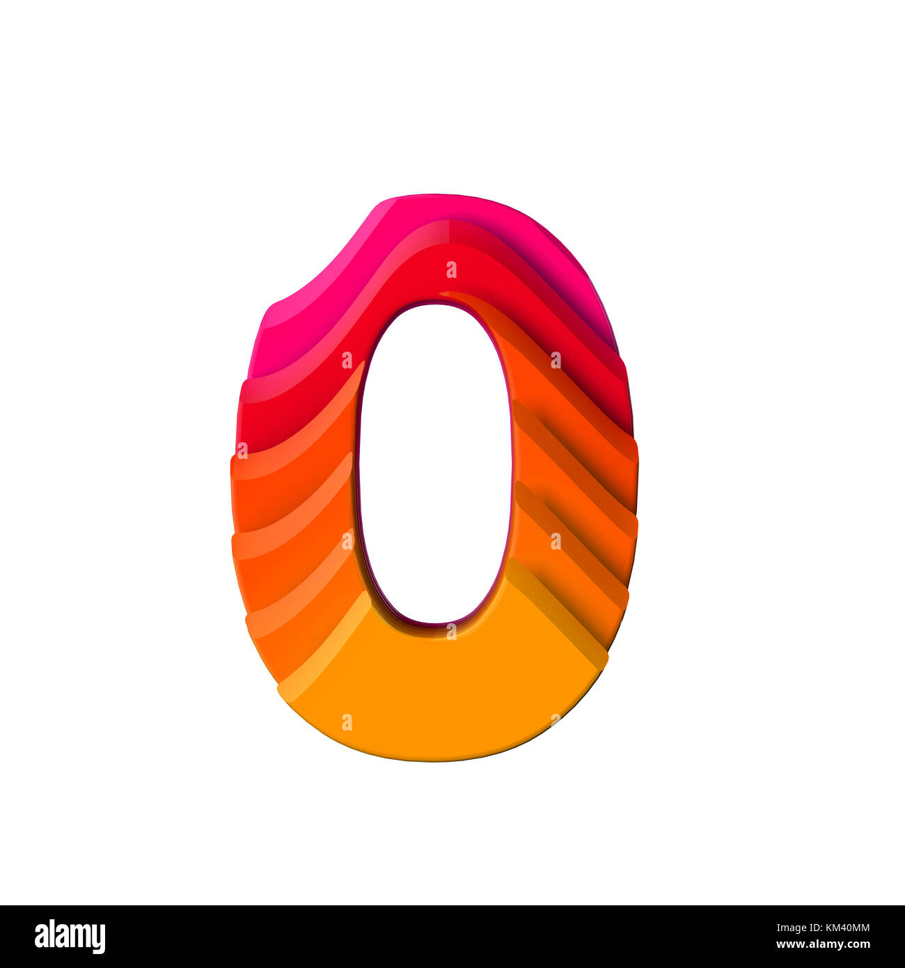 Number 0. Layered wave effect character type. 3D Rendering Stock Photo ...