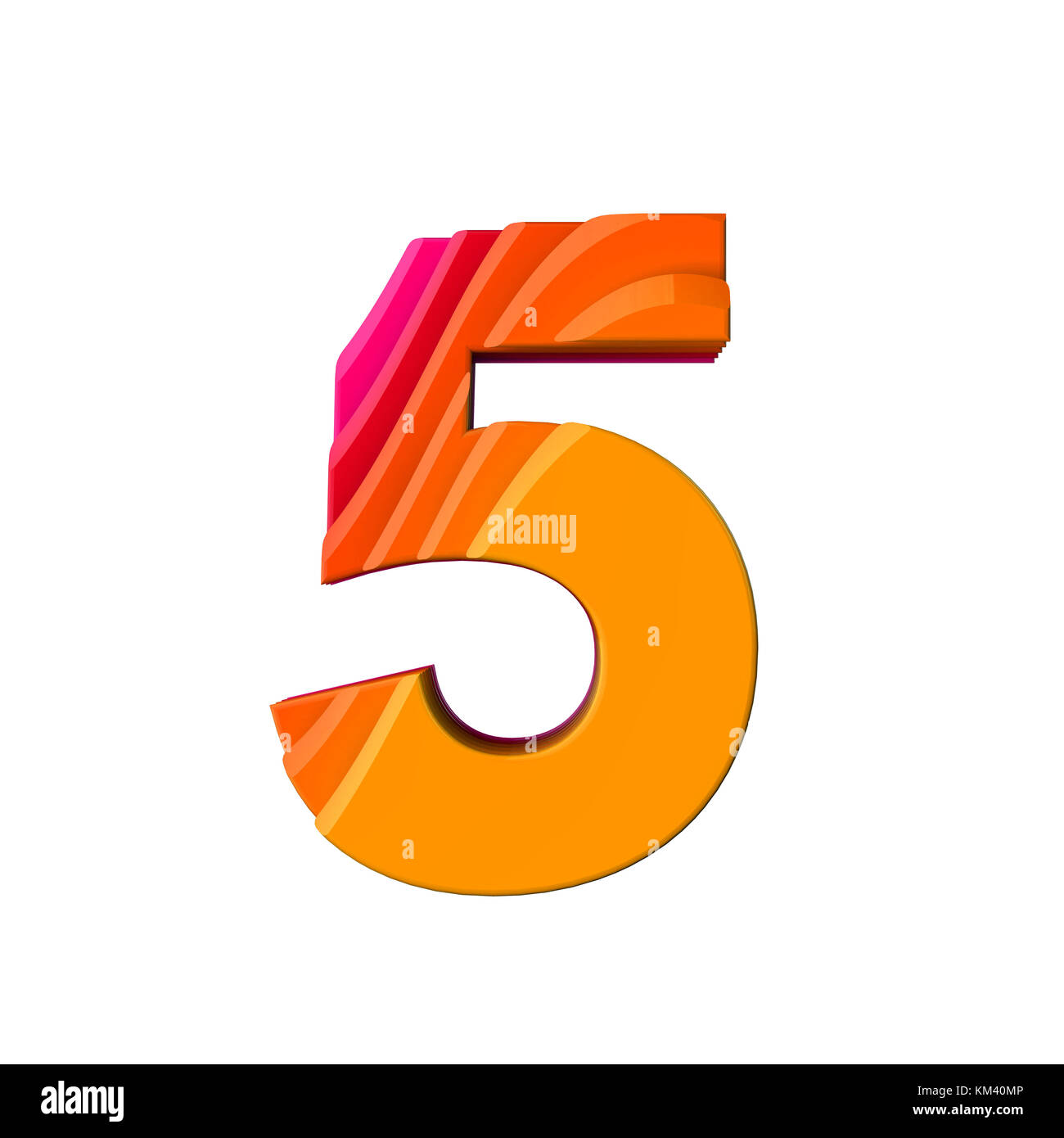 Number 5. Layered wave effect character type. 3D Rendering Stock Photo ...