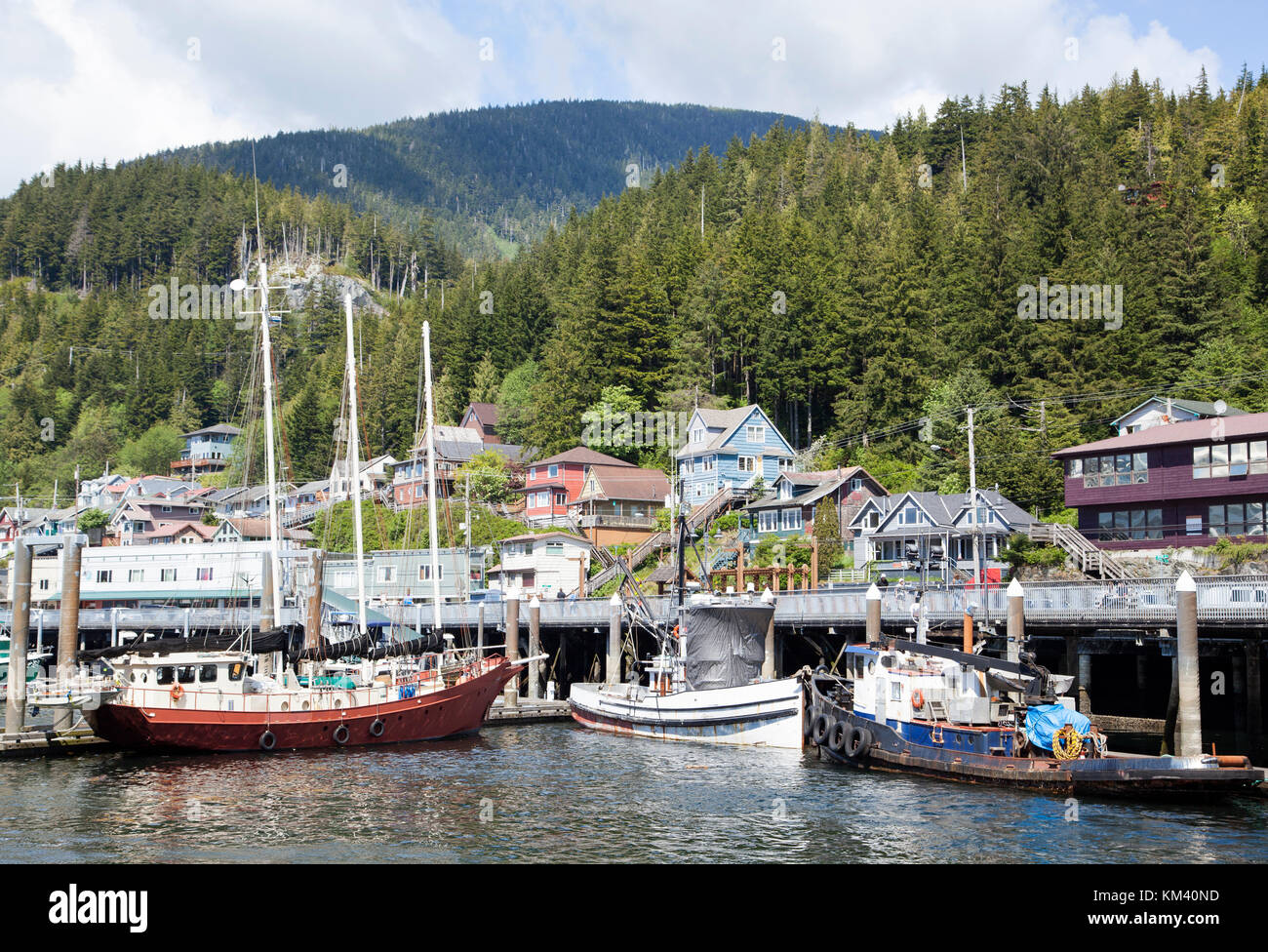 Different boats moored in Ketchikan town marina (Alaska Stock Photo - Alamy