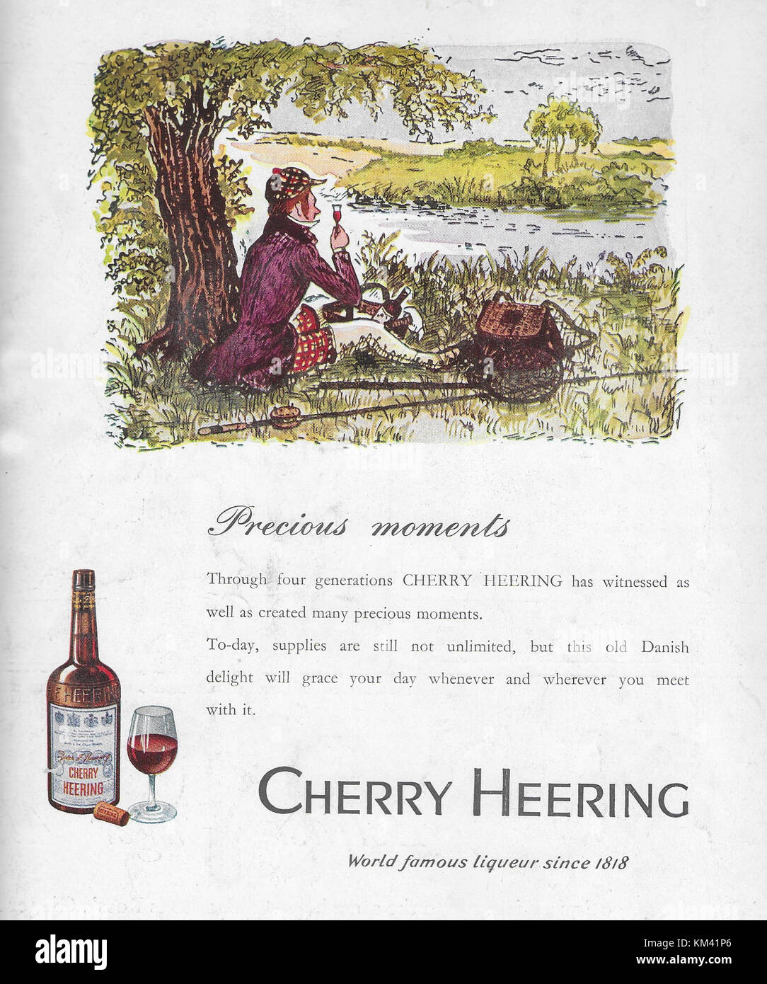 1950s country life advert for cherry heering liqueor hi-res stock ...