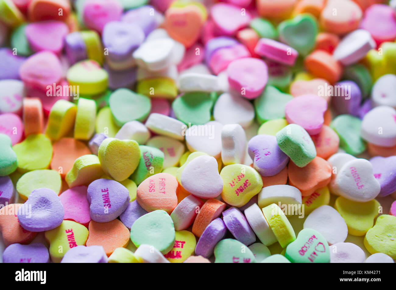 Closeup Of Heart Candies With Message Stock Photo - Alamy