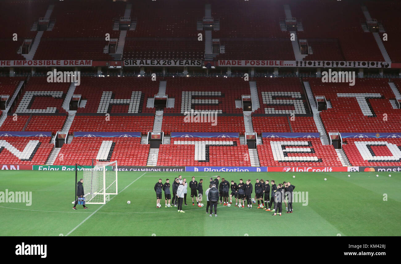 CSKA Moscow players during the training session at Old Trafford ...