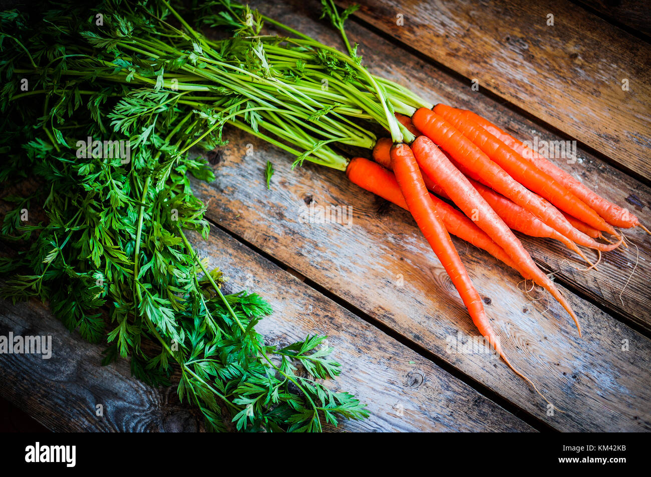 Farm Raised Organic Carrots On Wooden Background Stock Photo - Alamy
