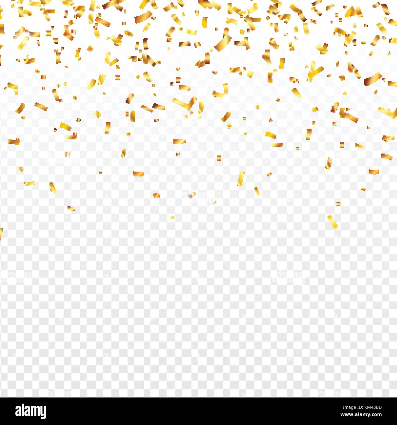 Christmas golden confetti. Falling shiny confetti glitters in gold ...