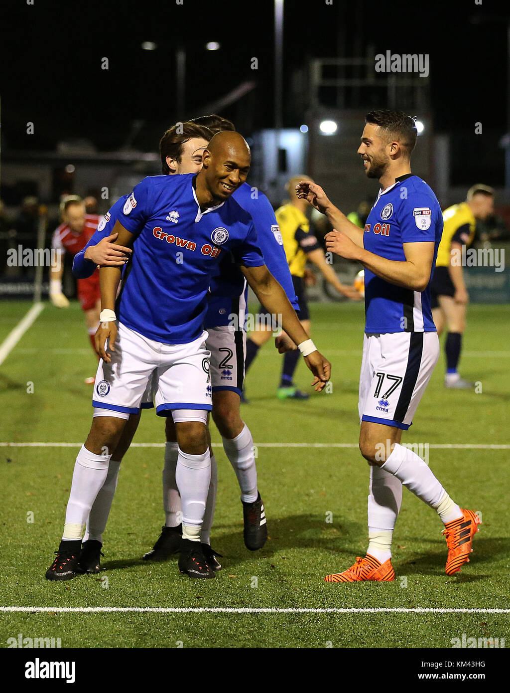 Rochdale's Calvin Andrew celebrates scoring his side's first goal of ...