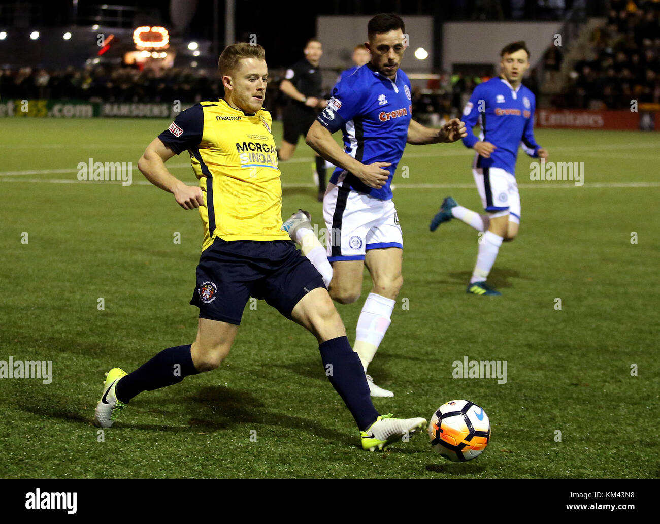 Slough Town's Simon Dunn in action during the Emirates FA Cup, Second ...