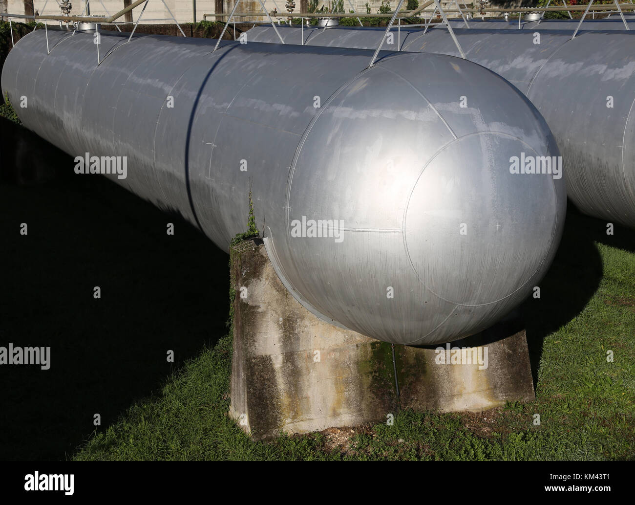 big pressure vessel for storage of gas in the industrial plant outdoors ...